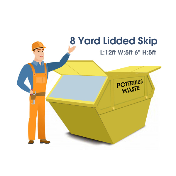 8 Yard Lidded Skip Hire Stoke on Trent | Potteries Waste Skips